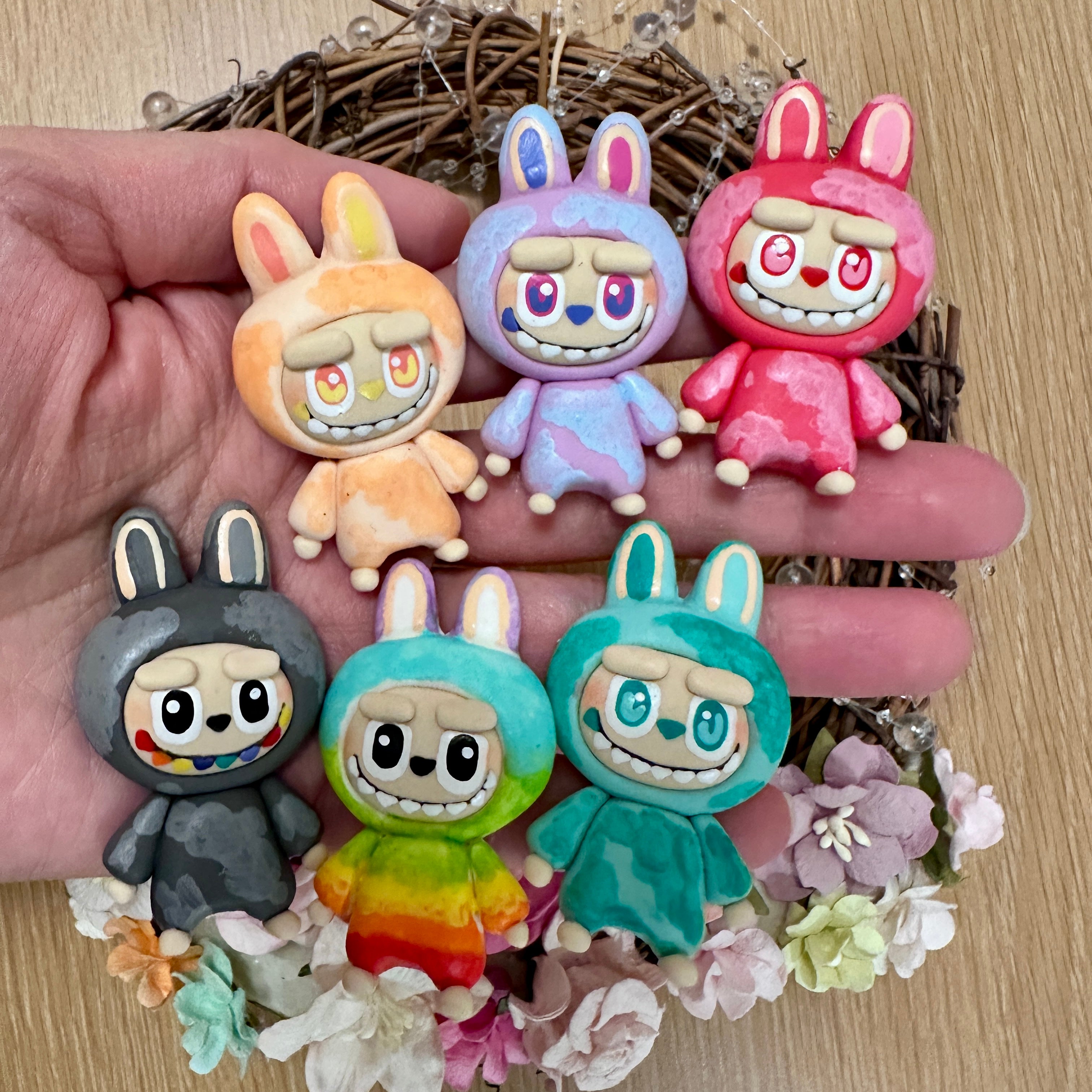 Spooky kawaii monster spotty - Handmade Flatback Clay Bow Centre ...