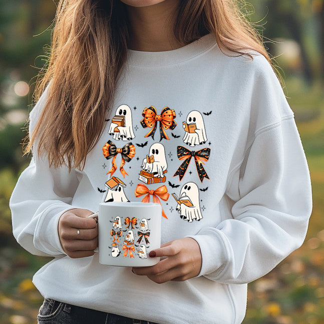 Ghost reading book orange - CHOOSE UV DTF decal - DTF Transfer – Crafty ...