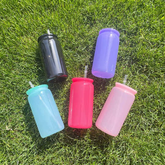 Plastic Coloured 16oz Beer Cup with lid and plastic straw Libbey ...